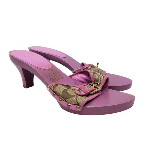 Coach | Shoes | Vintage Y2k Coach Orchid Purple Pink Wooden Slide ...